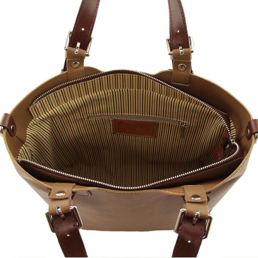 Two Toned Leather Handbag - The Elegant Saffiano - Lizandez – Lizandez ...